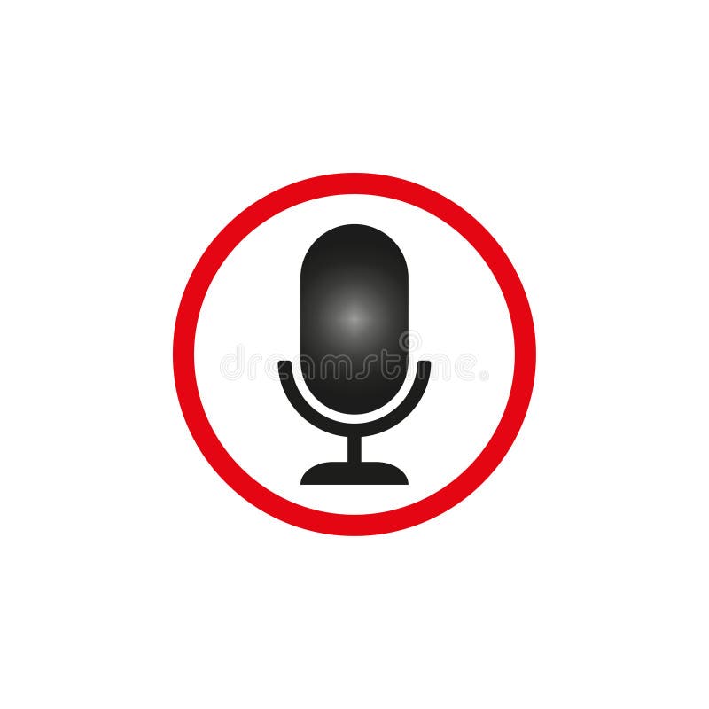 Classic Flat Icon with Microphone Red Circle. Vector Illustration Stock ...