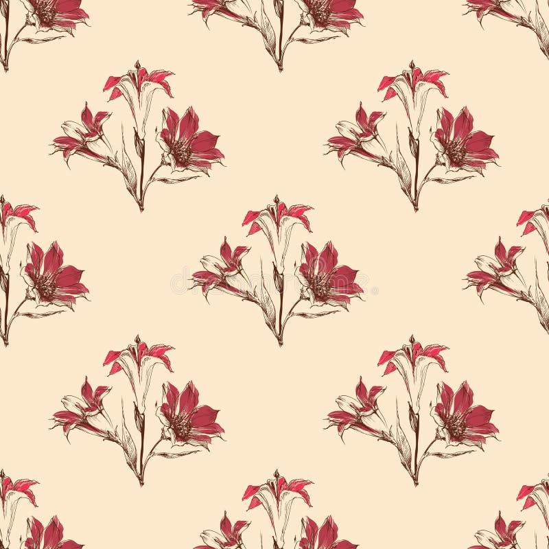 Classic Floral Pattern, Lilies Design Stock Vector - Illustration of ...