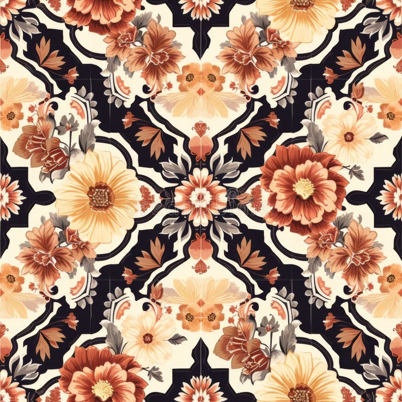 Classic Floral Tile Illustration with Vintage Charm Stock Image - Image ...