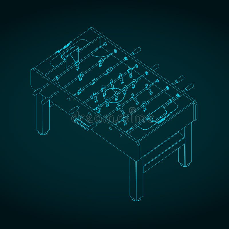 Classic Foosball Table Isometric Drawing Stock Vector - Illustration of ...