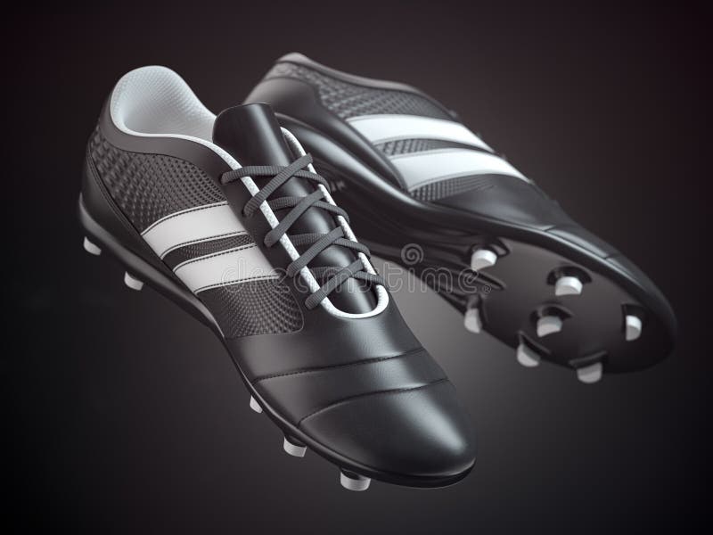 Classic Football Boots on Black Background Stock Illustration ...