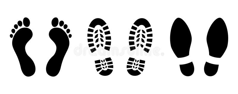 Classic Footprints Boots and Dress Shoes Stock Vector - Illustration of ...