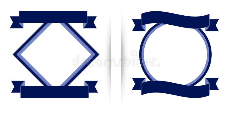 Picture Frame with Ribbon in Navy Blue Color - Vector Illustration ...