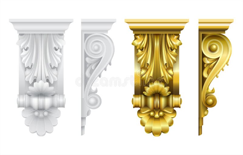 Classic Frontal Bracket Gold and Stone Set Stock Vector - Illustration ...