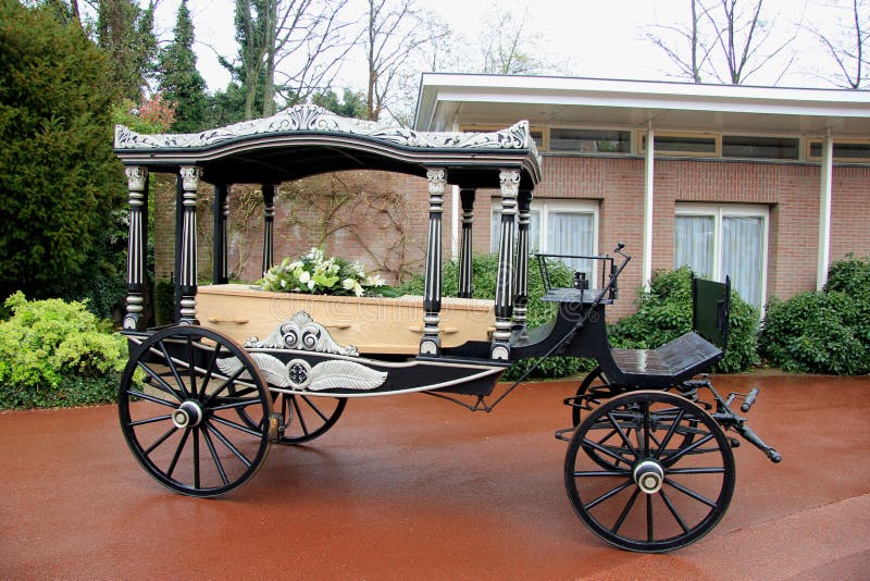 Classic Funeral Carriage with Coffin Stock Photo - Image of transport ...