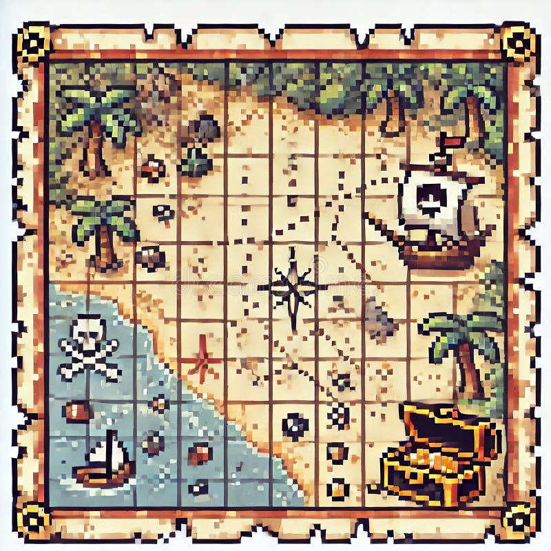 Classic Game Exploration Map Stock Illustration - Illustration of ...