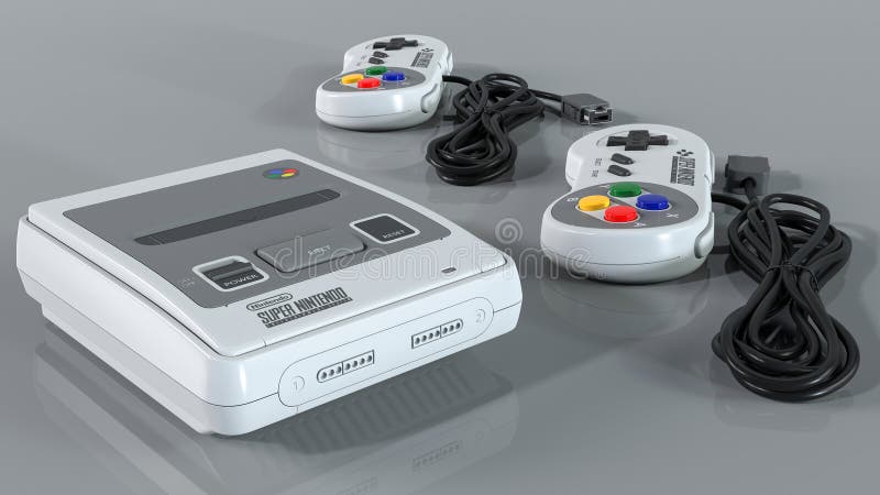 Classic Gaming Console with Dual Controllers Included Stock Photo ...