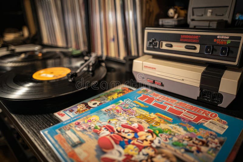 Classic Gaming and Vinyl Records Create a Retro and Nostalgic ...