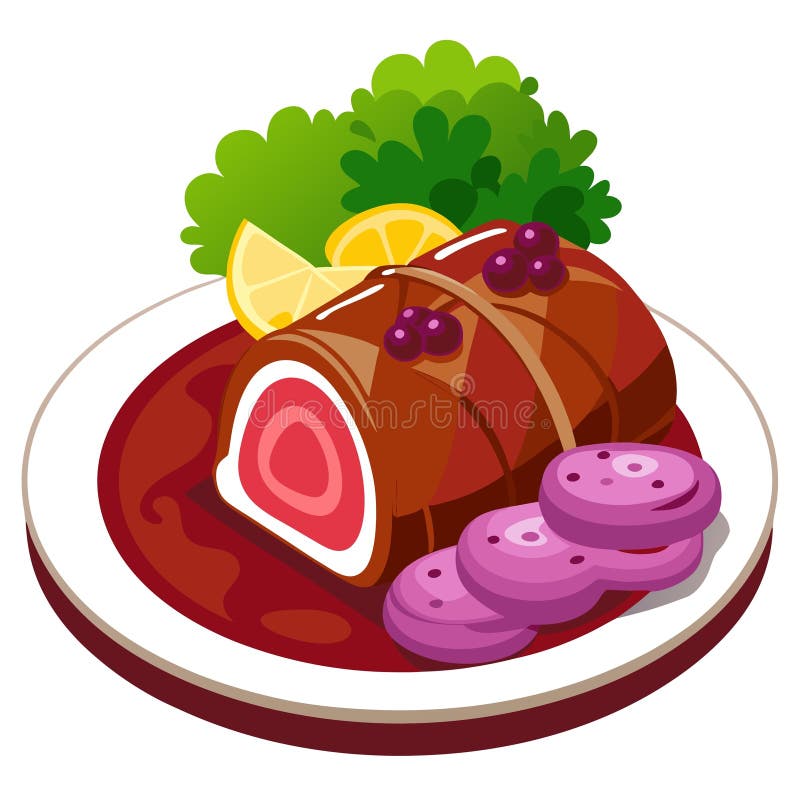 Classic German Beef Rouladen with Bacon and Onion, Accompanied by Red ...