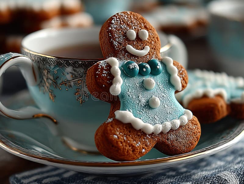A Classic Gingerbread Man Cookie with Icing Decorations Stock Photo ...