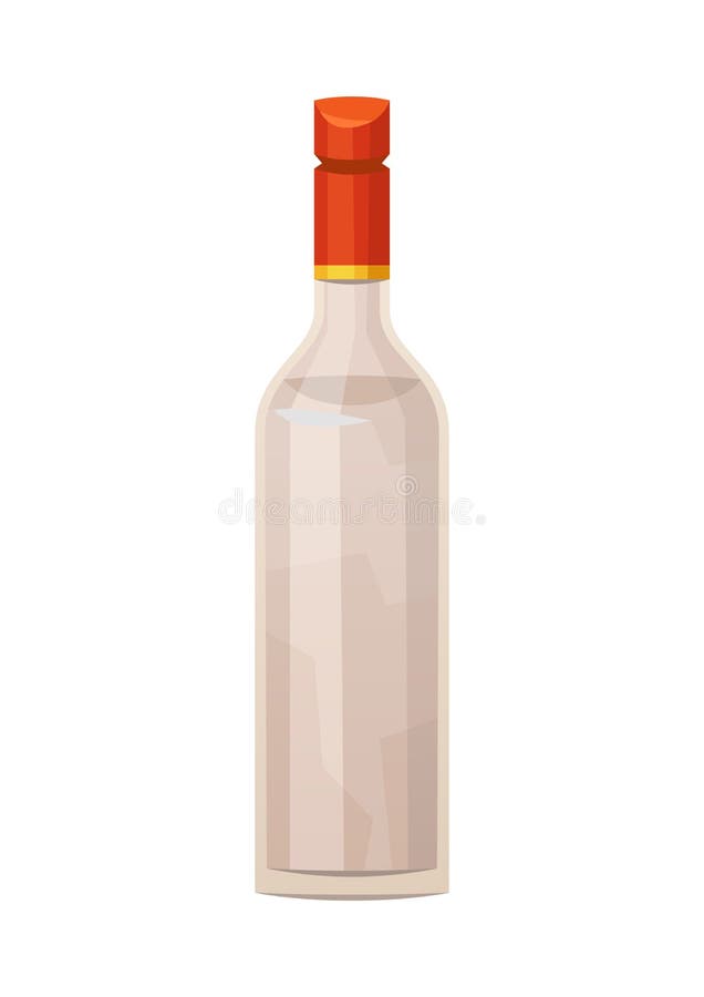 Classic Glass Vodka Bottle with Red Cap on White Background Stock ...