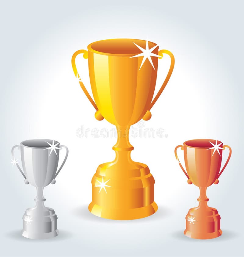Classic Gold Silver and Bronze Trophy Set Stock Vector - Illustration ...