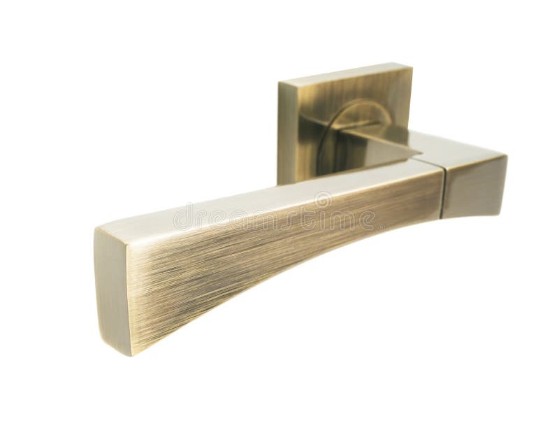 Classic Golden Door Handle Side View Isolated on White Stock Image ...