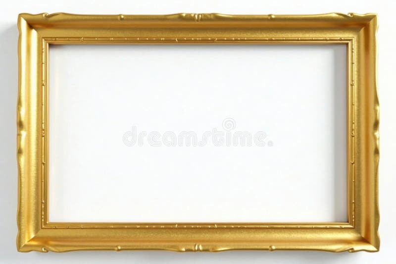 Classic Golden Frame Against Pure White Backdrop , Isolated, Frame ...