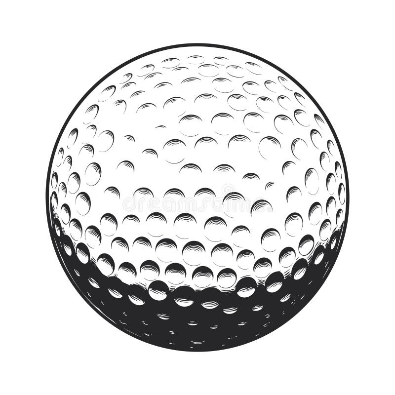 Classic Golf Ball Design in Black and White Stock Illustration ...
