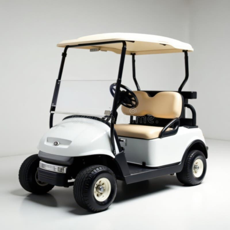 Classic Golf Cart, Pristine White, Studio Shot , Transportation, Engine Stock Illustration ...