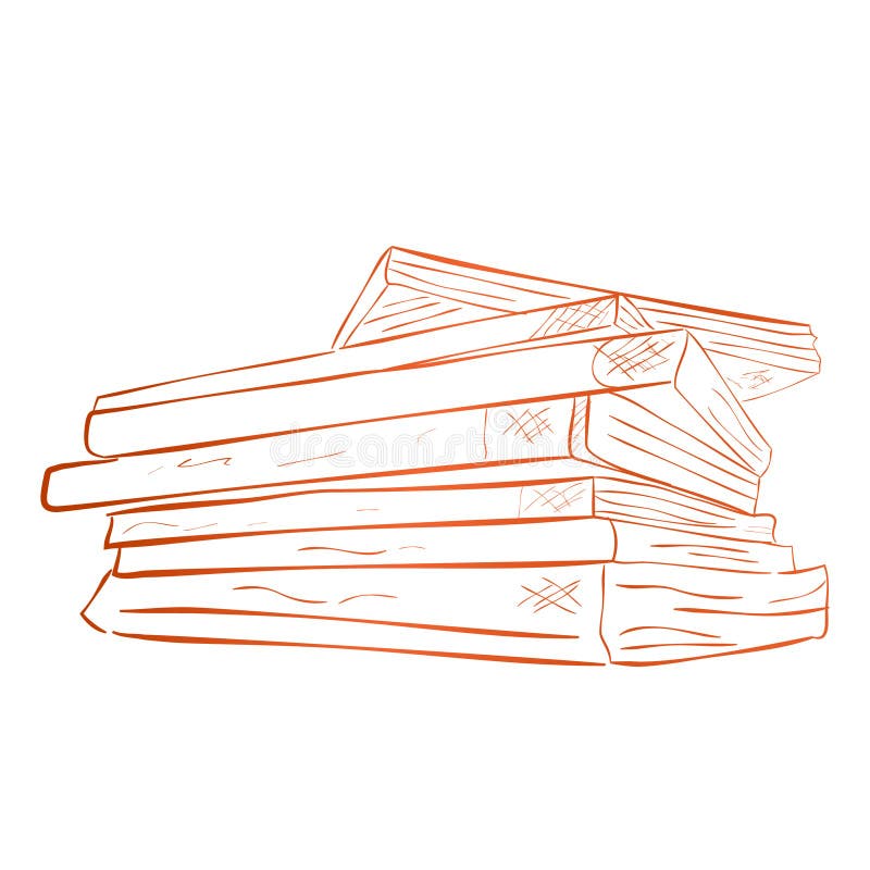 Classic Gradient Brown Hand Draw Sketch Stack of Book, Low Angle ...