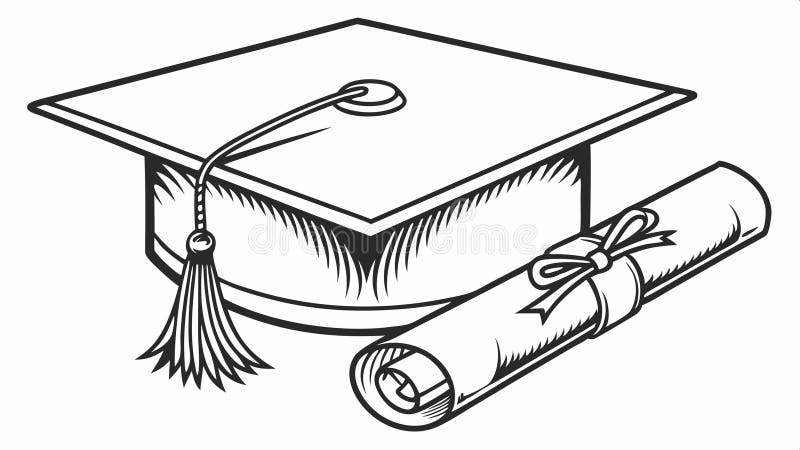 Classic Graduation Cap and Diploma Scroll Illustration Vector Design ...