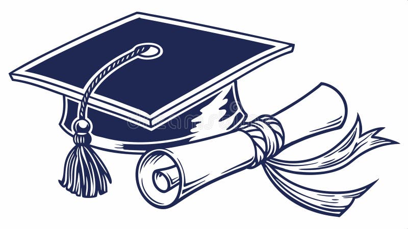 Graduation Cap and Scroll, Education and Academic Success Symbol Vector ...