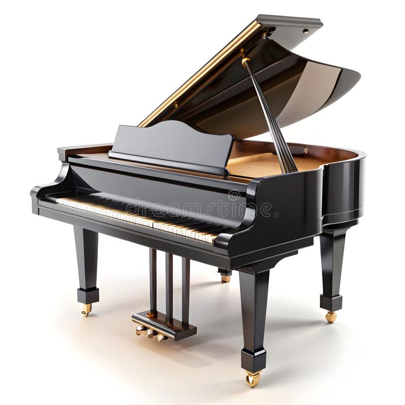 Classic Grand Piano Isolated on White Stock Illustration - Illustration ...