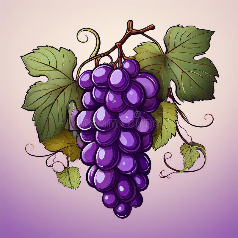 Classic Grape Drawing stock illustration. Illustration of organic ...