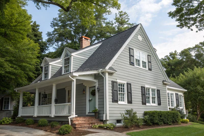 Gray Cape Cod House stock illustration. Illustration of interiordesign ...