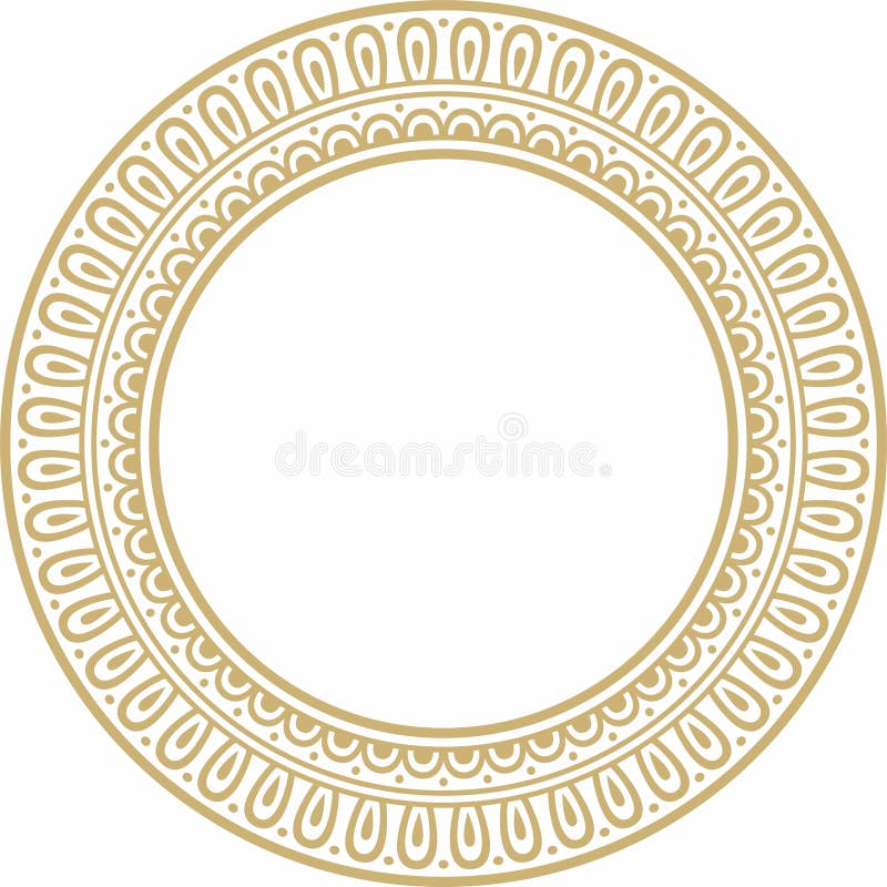 Classic Greek Golden Round Ornament. Vector Pattern, Circle of Ancient ...