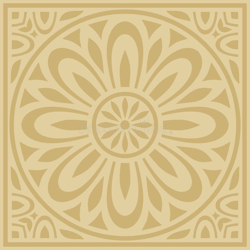 Classic Greek Golden Square Ornament. Vector Pattern, Ancient Hellenic ...