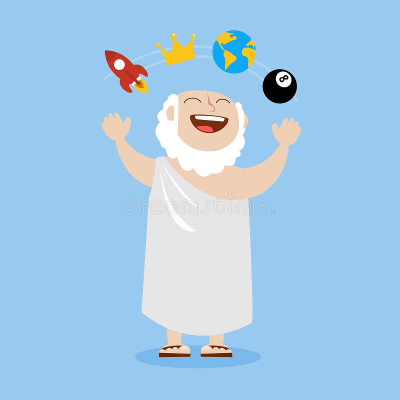 Classic Greek Philosopher in Cartoon Style. Vector Illustration. Stock ...