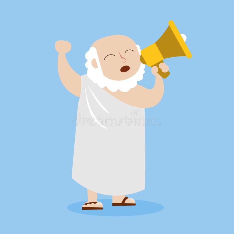 Classic Greek Philosopher in Cartoon Style. Vector Illustration. Stock ...
