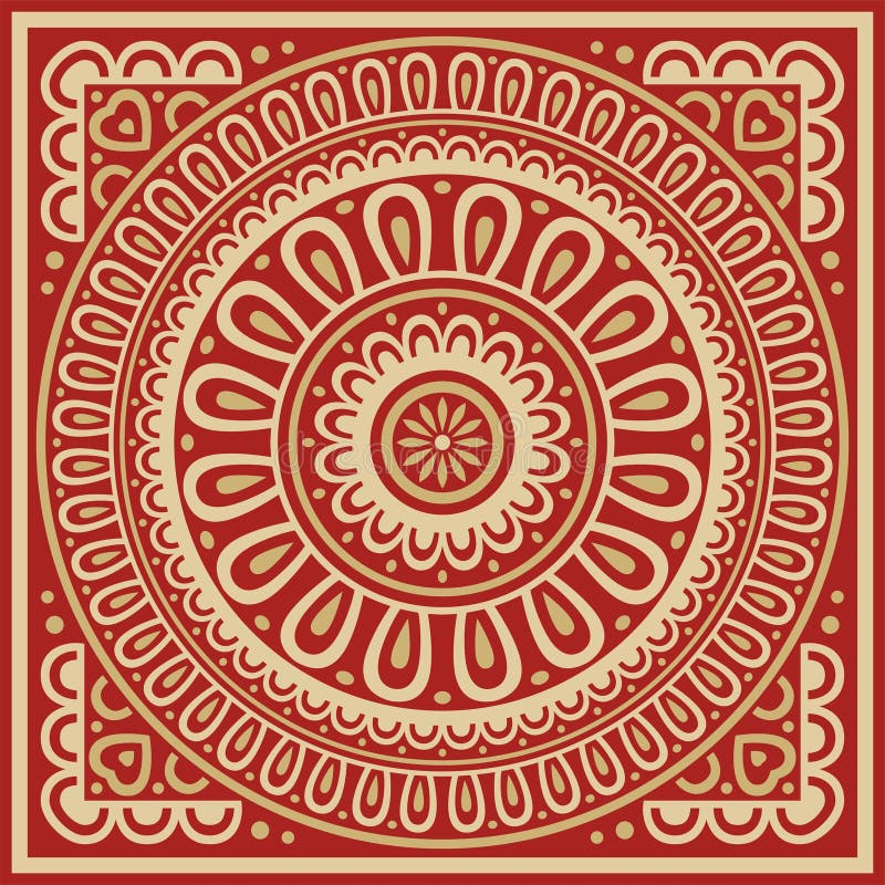 Classic Greek Red and Gold Square Ornament. Stock Vector - Illustration ...
