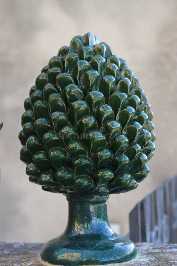 Classic Green Ceramic Pine Cone Symbol of Sicily- Stock Photo - Image ...