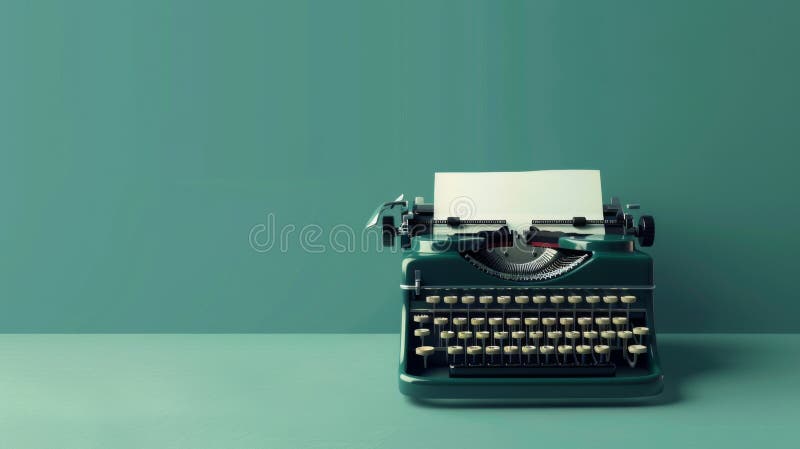 The Vintage Green Typewriter. AI Generated Stock Photo - Image of steel ...