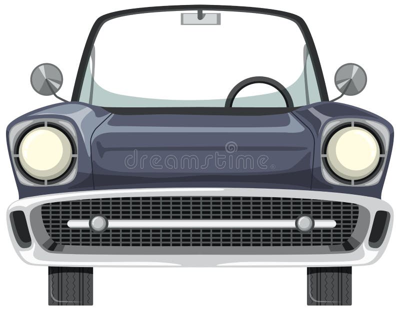 Classic Grey Car in Cartoon Style Stock Vector - Illustration of ...