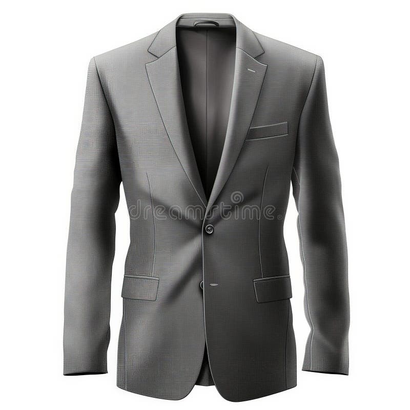 A Classic Grey Suit Jacket with a Single-breasted Design and Two ...