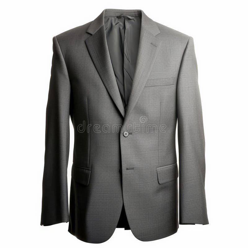 A Classic Grey Suit Jacket with a Single-breasted Design and Two ...