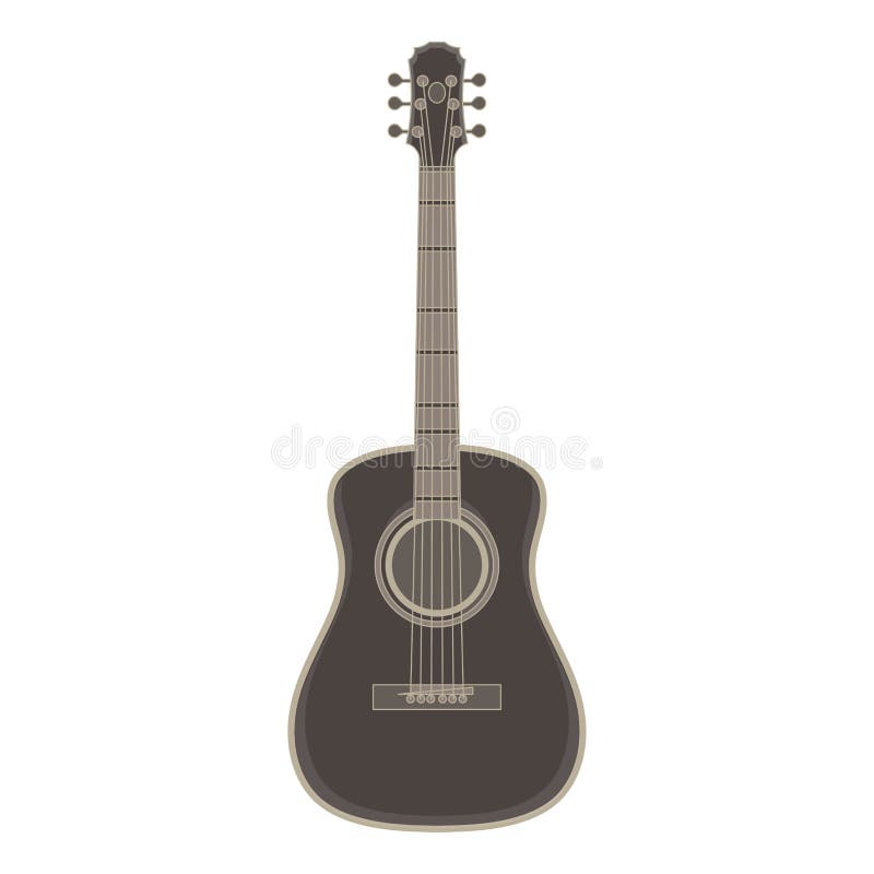 Classic Guitar Front View Monochrome Flat in Gray Color Theme Stock ...
