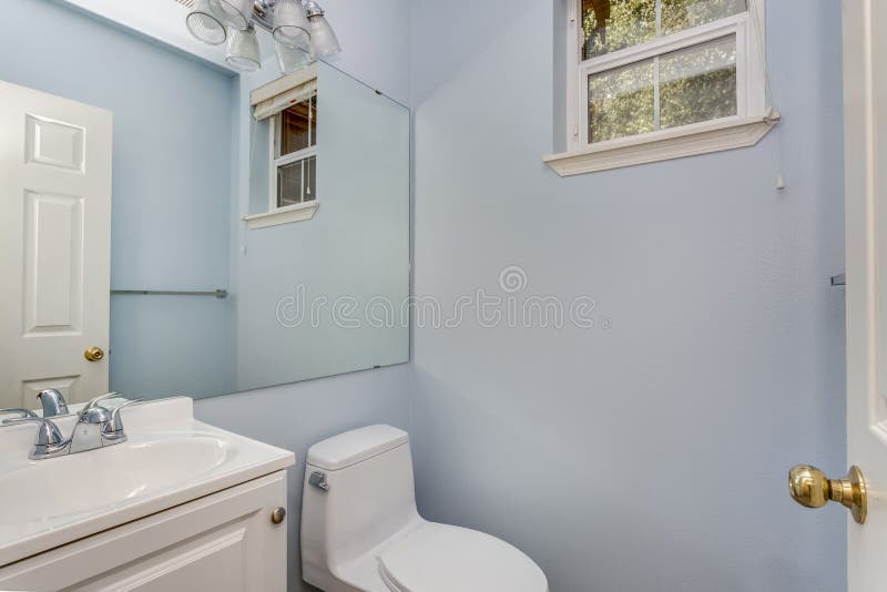 Classic Half Bathroom with a Small Window. Stock Image - Image of ...