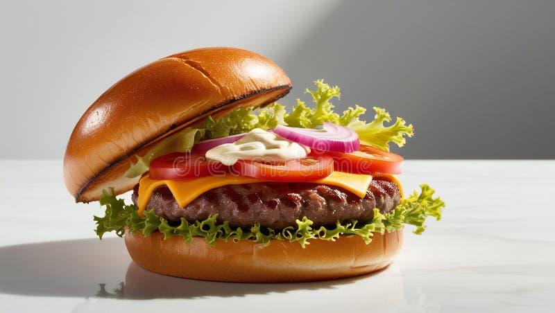 Classic Hamburger Image Centered on White Background Stock Illustration ...