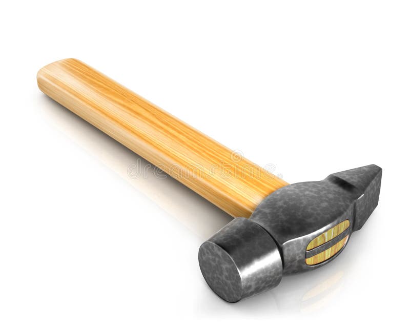 Shiny New Hammer Hitting the Nail Isolated Stock Illustration ...