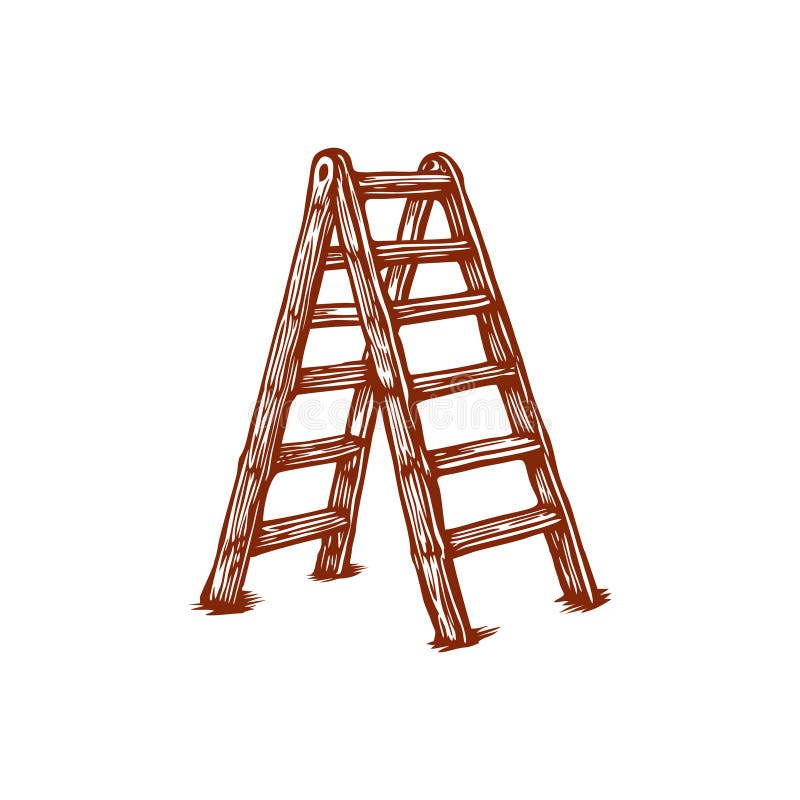 Classic Hand Drawing Ladder Illustration Stock Vector - Illustration of ...