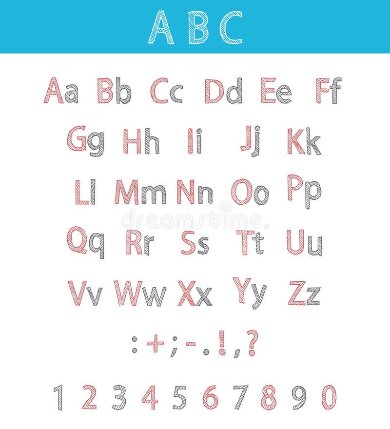 Classic Hand Drawn Alphabet. ABC for Your Design. Stock Illustration ...
