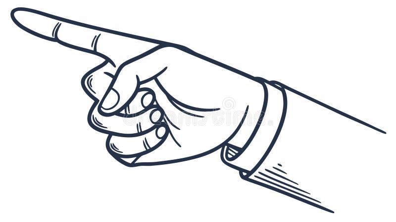 A Classic Hand-drawn Pointing Hand Gesture in a Retro Comic Style ...