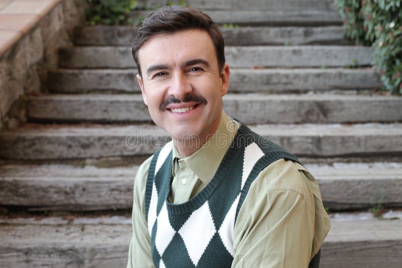 Classic Handsome Man with a Mustache Stock Photo - Image of 1960s ...