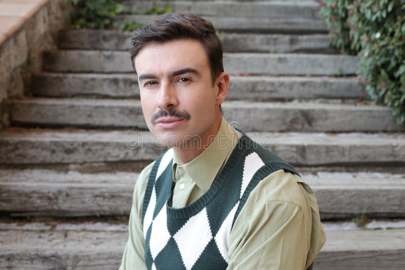 Classic Handsome Man with a Mustache Stock Photo - Image of glamour ...