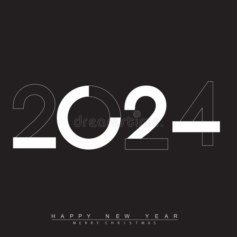 2024 Classic Happy New Year Design with Unique and Modern Numbers ...