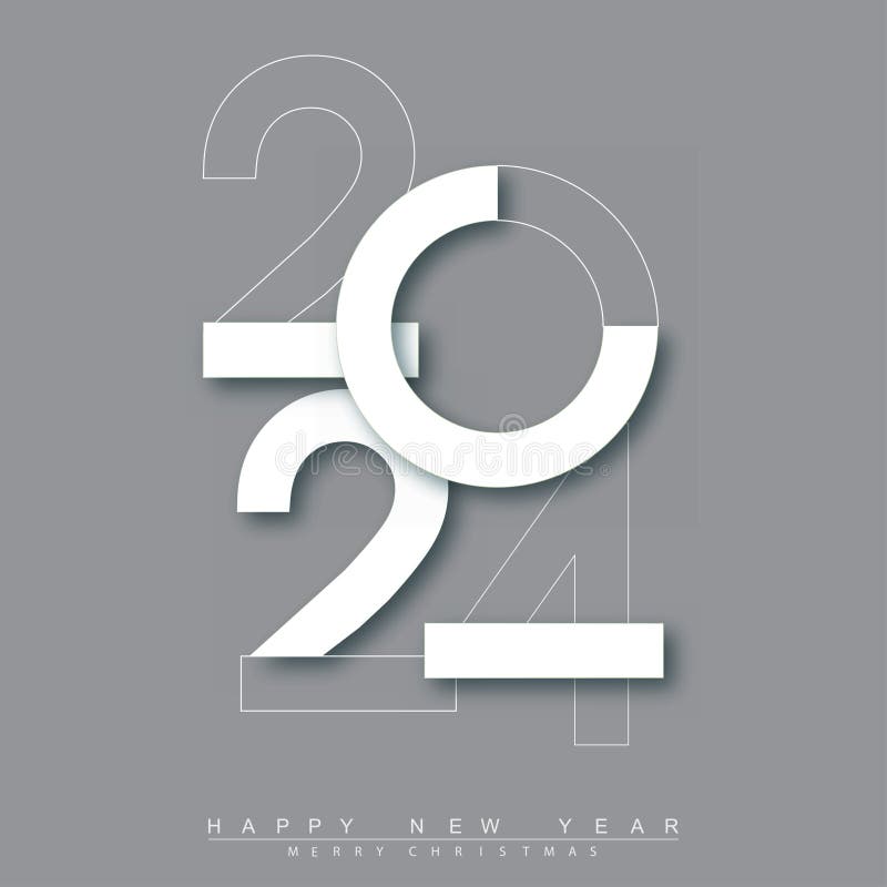 2024 Classic Happy New Year Design with Unique and Modern Numbers ...