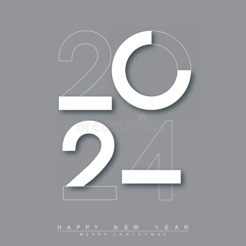 2024 Classic Happy New Year Design with Unique and Modern Numbers ...