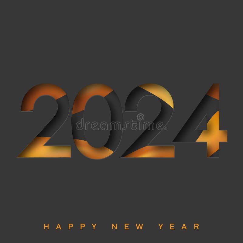 2024 Classic Happy New Year Design with Unique and Modern Numbers ...
