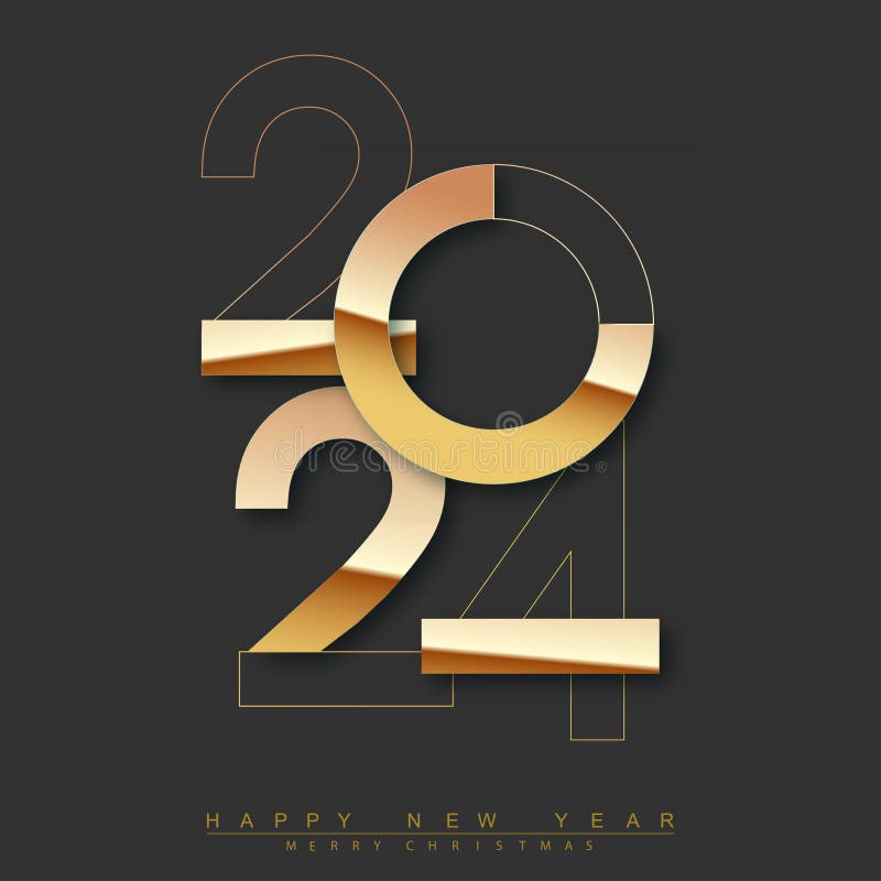 2024 Classic Happy New Year Design with Unique and Modern Numbers ...
